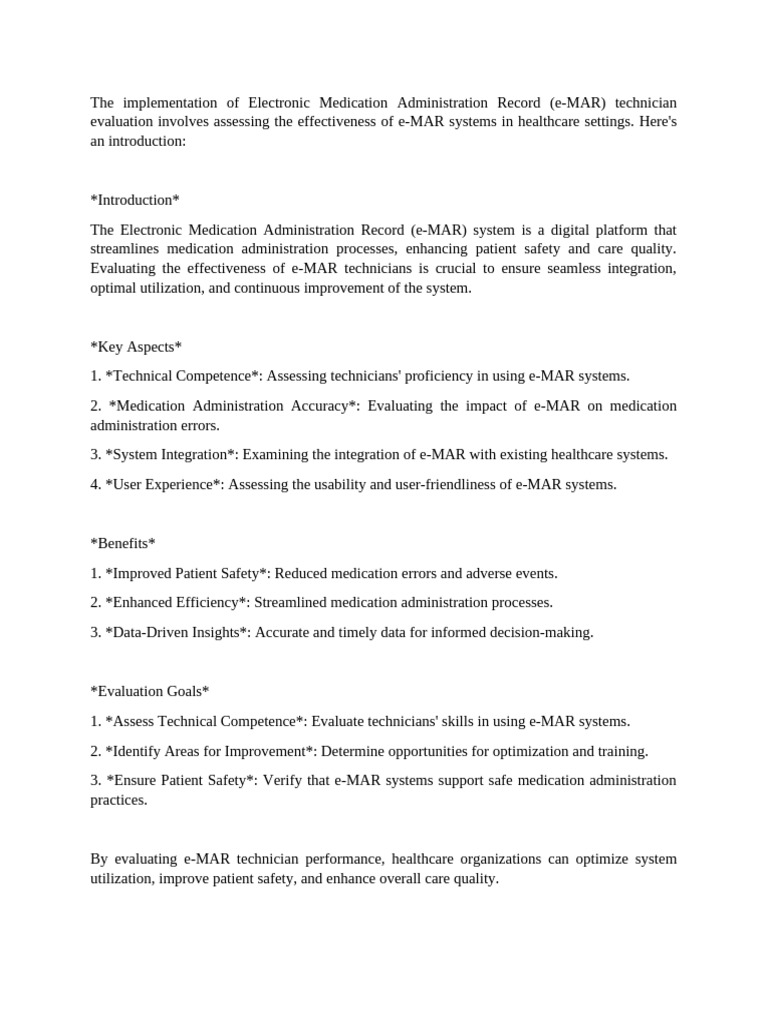 The Implementation of Electronic Medication Administration Record | PDF ...