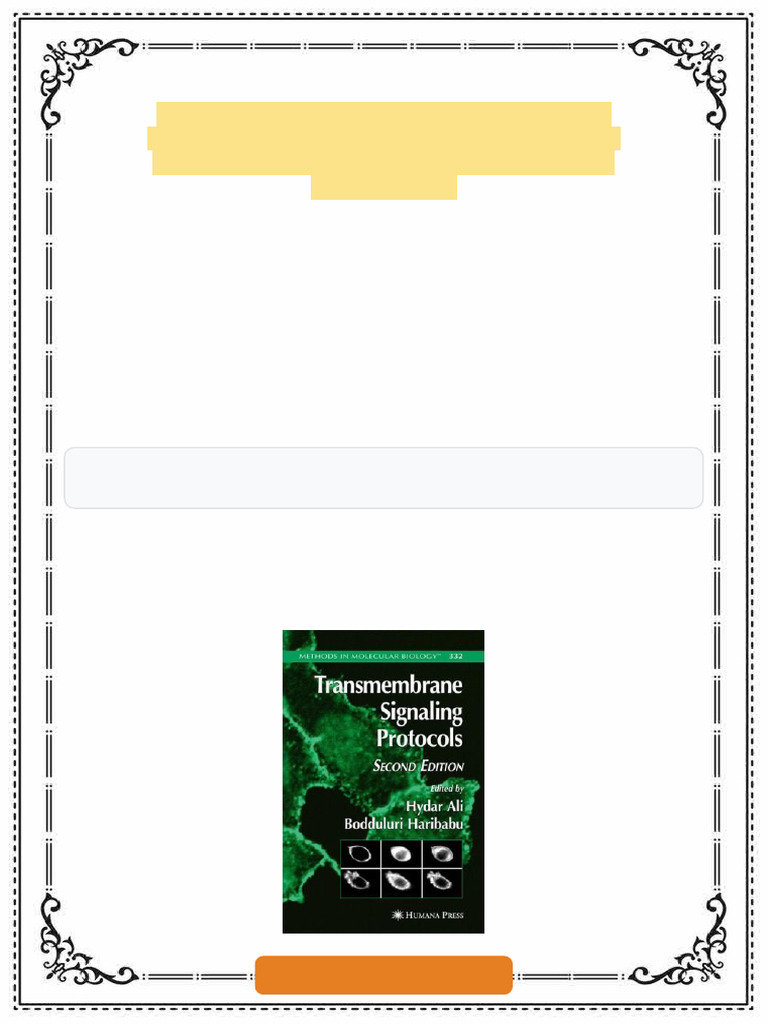 Transmembrane Signaling Protocols 2nd Edition Methods in Molecular ...