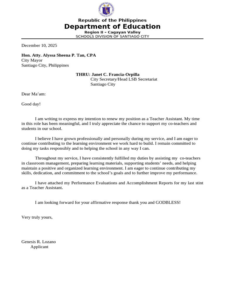 Teacher Assistant Renewal Application | PDF