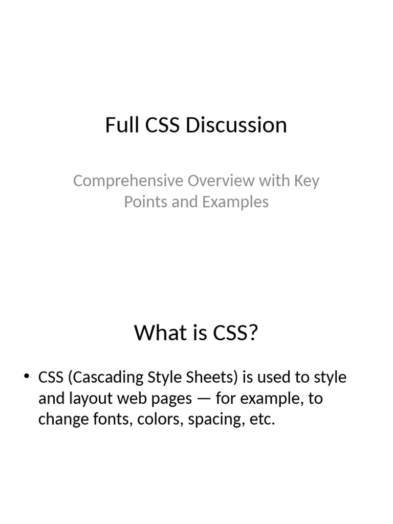 CSS Full Discussion Presentation | PDF