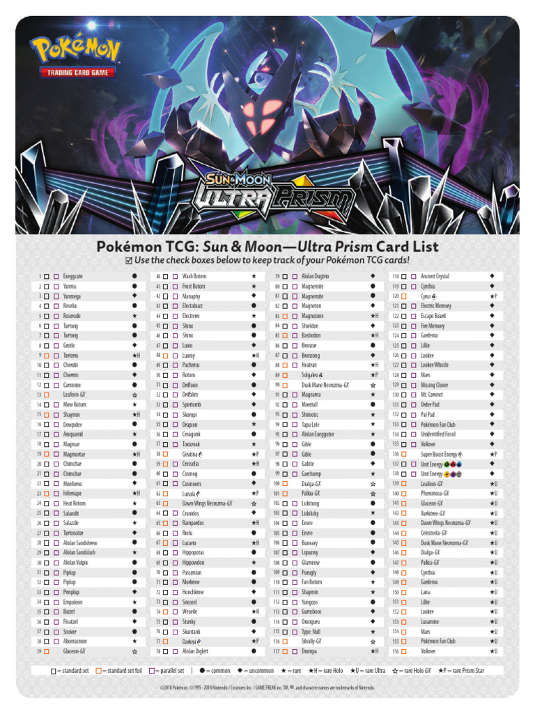 Pokémon TCG Ultra Prism Card List | PDF | Pokémon | Nintendo