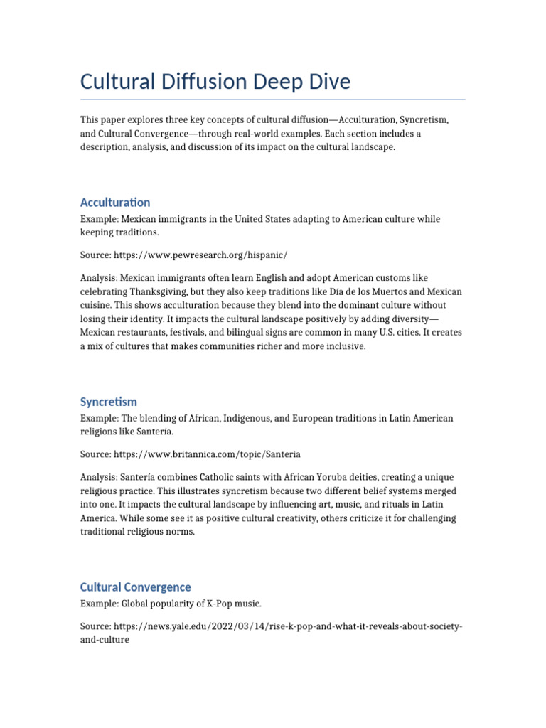 Key Concepts of Cultural Diffusion | PDF