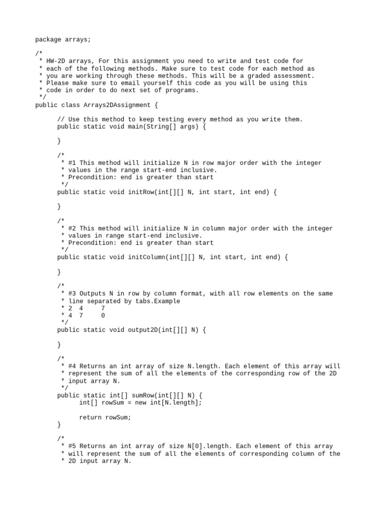 2D Array HW Assignment Computer | PDF | Integer (Computer Science ...