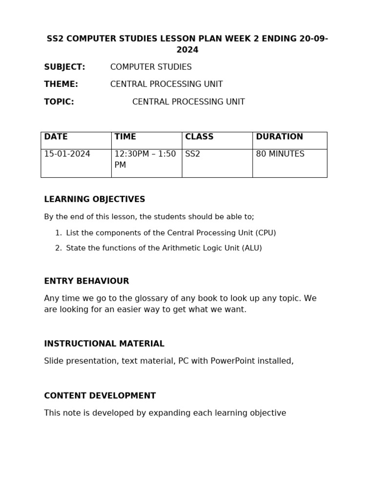 SS2 WK1 | PDF | Central Processing Unit | Electronics