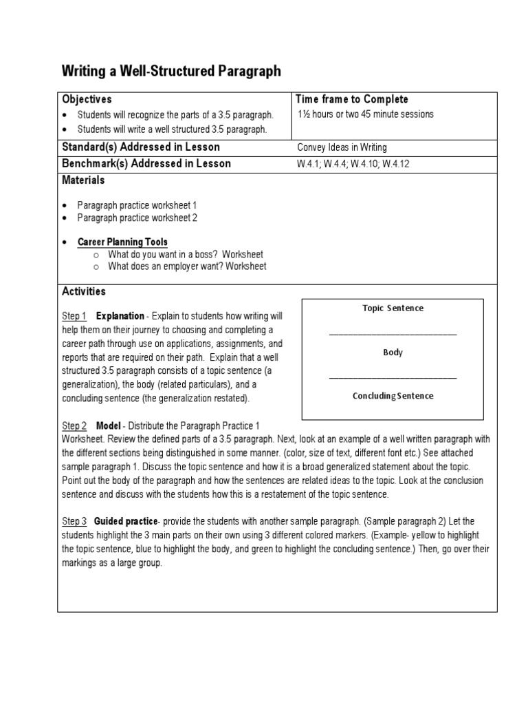 Writing a Well-Structured Paragraph | Paragraph | Nursing