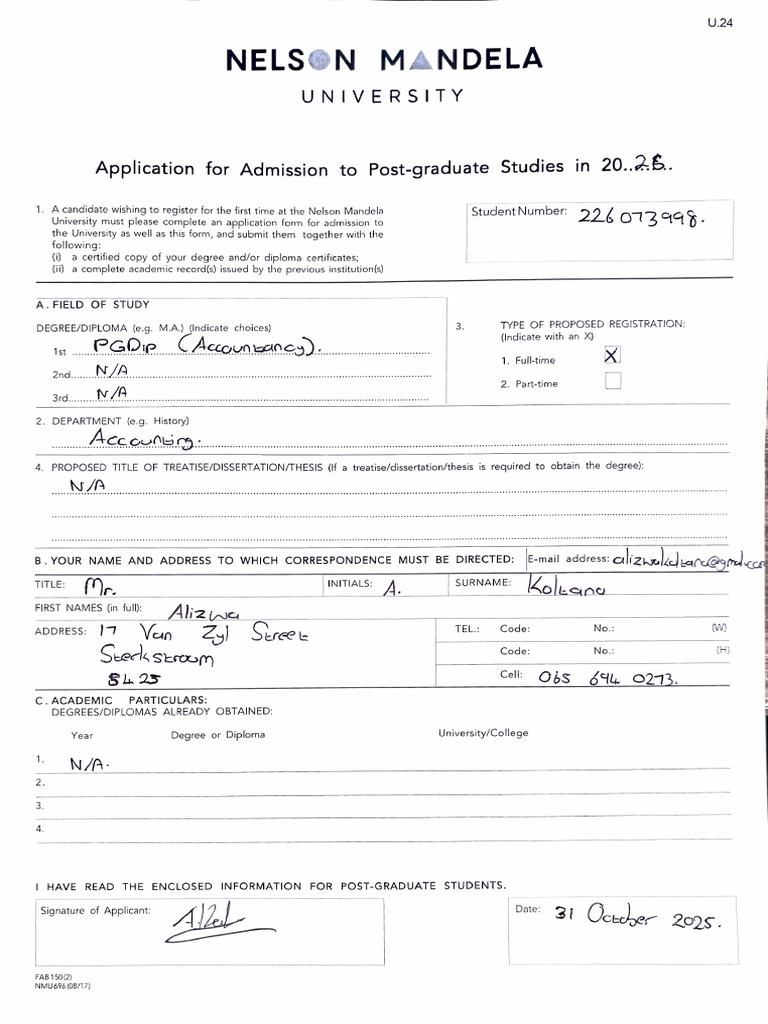 u24 form | PDF | Thesis | Educational Stages