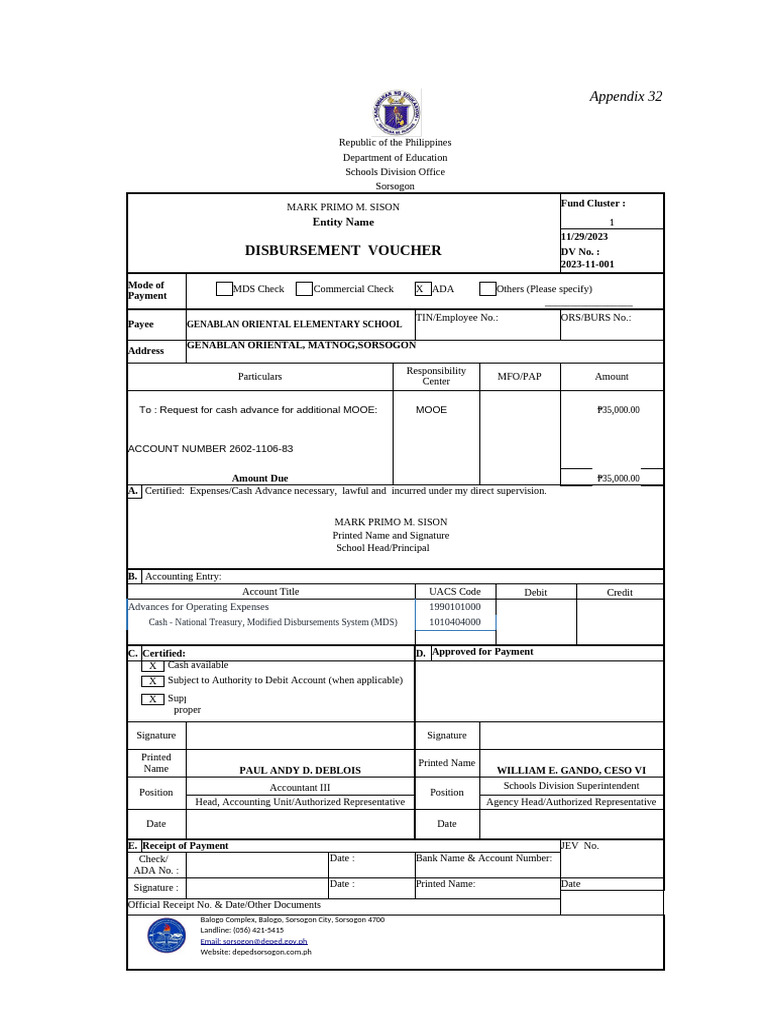 Additional Mooe DV-ForM | PDF | Payments | Service Industries