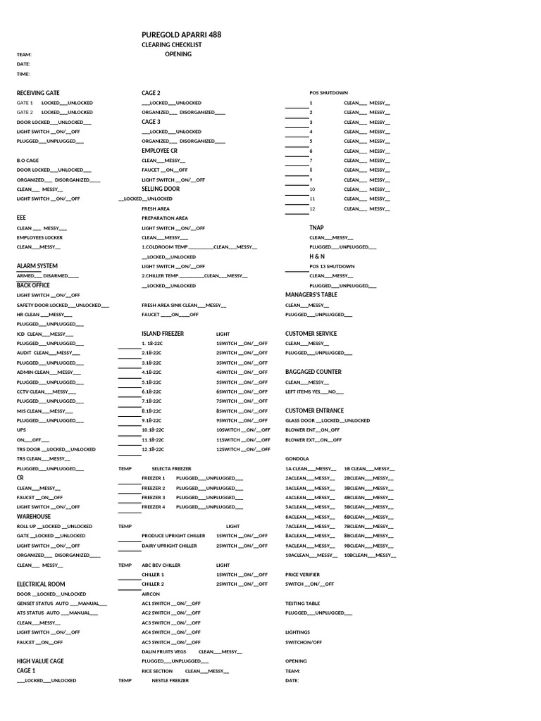 Clearing Check List | PDF