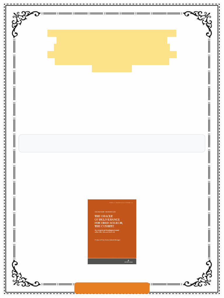 The oracle of deliverance for Ebed Melech the cushite An exegetical ...