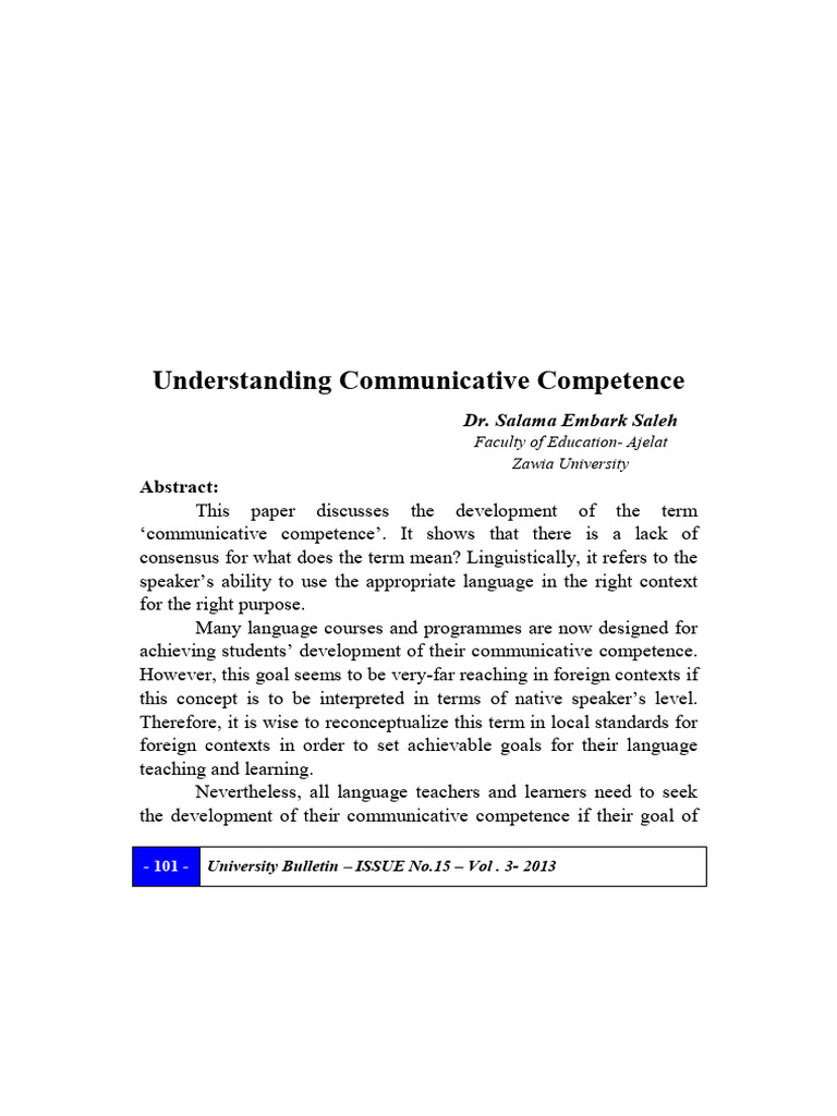 Understanding Communicative Competence | PDF | English As A Second Or ...