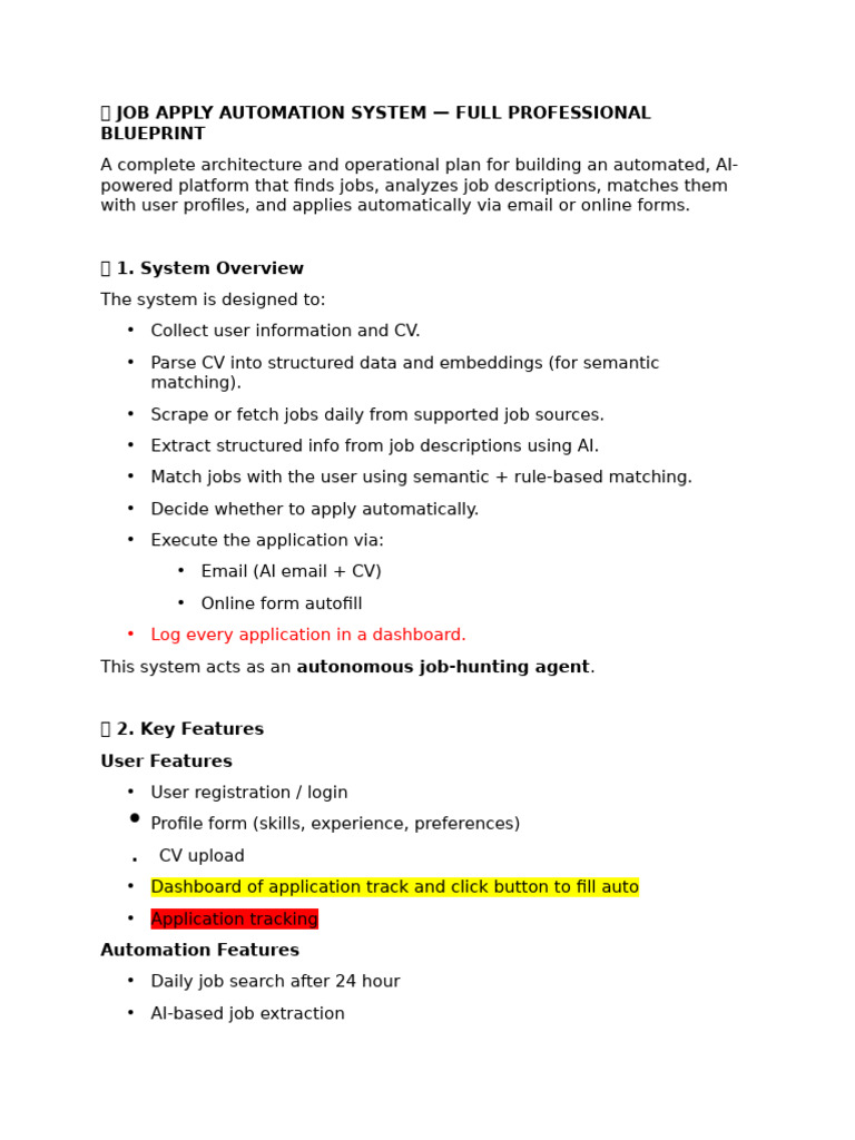 Job Apply Automation Blueprint 2 | PDF | Parsing | Databases