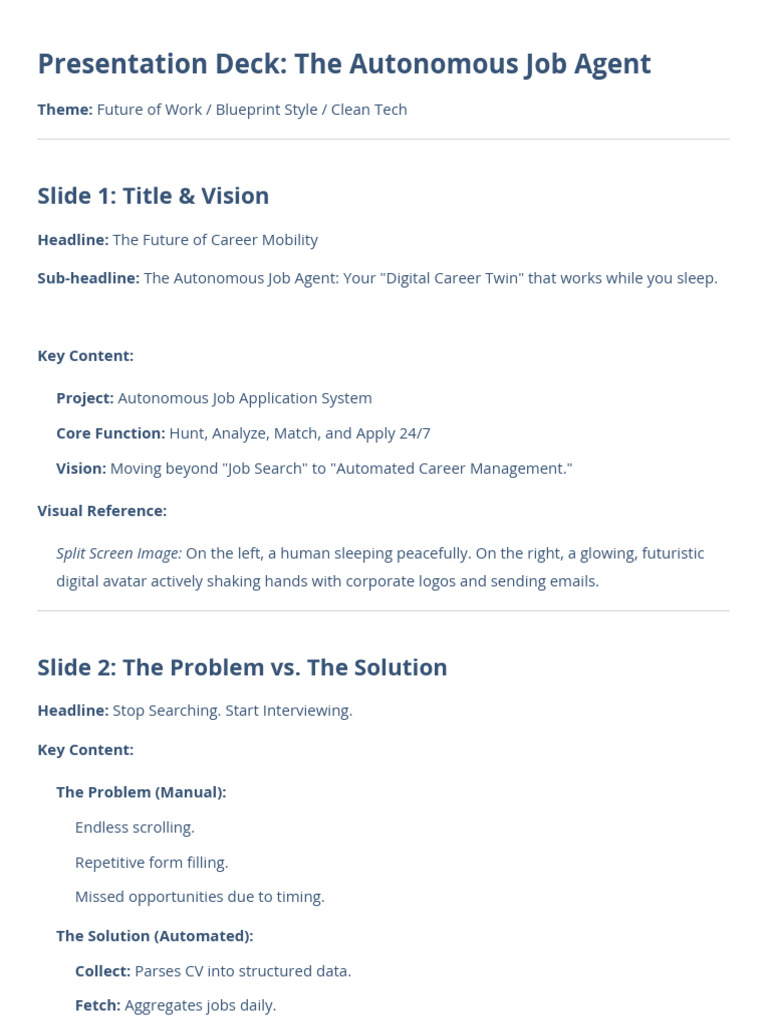 The Autonomous Job Agent - Professional Presentation Deck | PDF ...