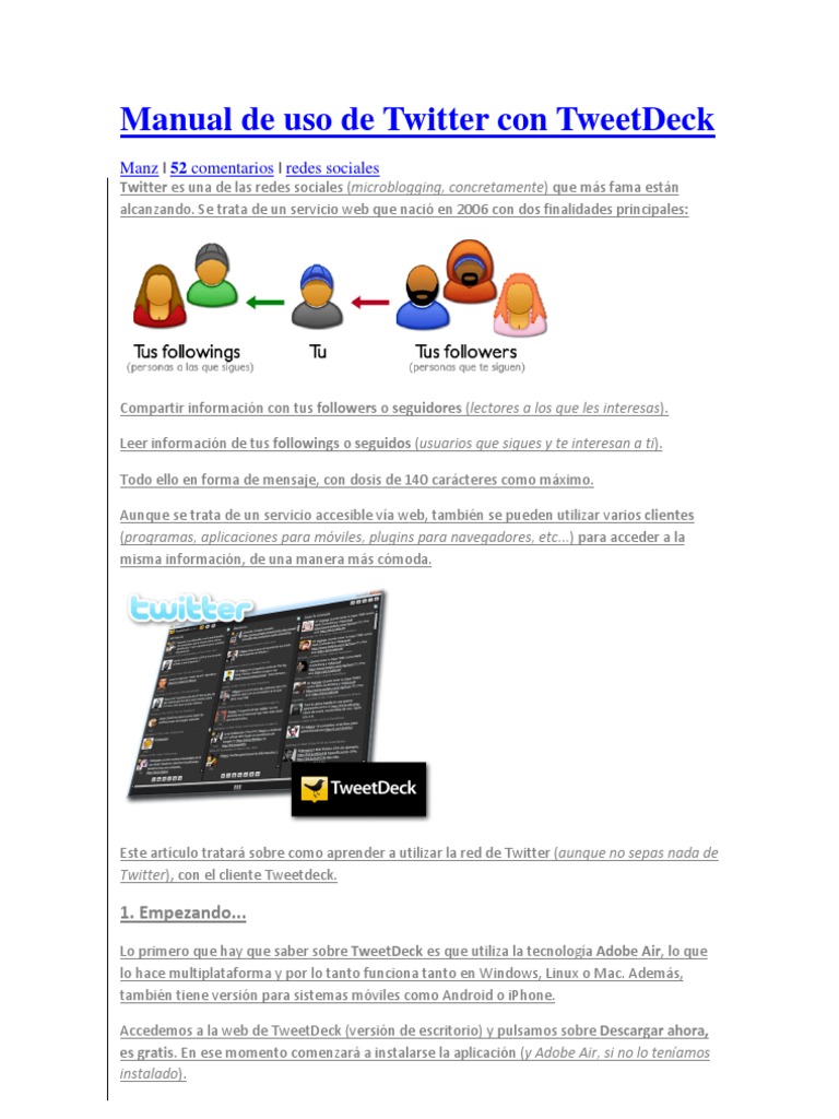 Manual de Uso de Twitter Con TweetDeck | PDF | Red mundial | Internet y web