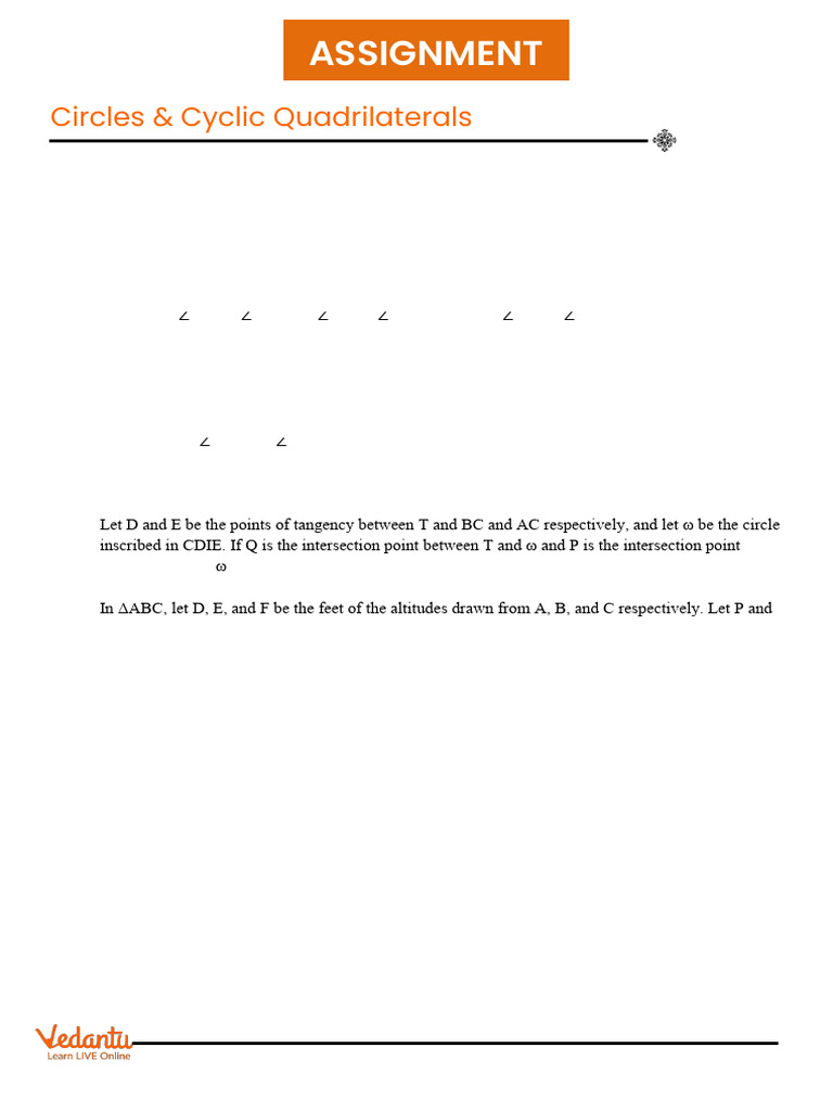 Circles Assignment Final | PDF | Triangle | Circle