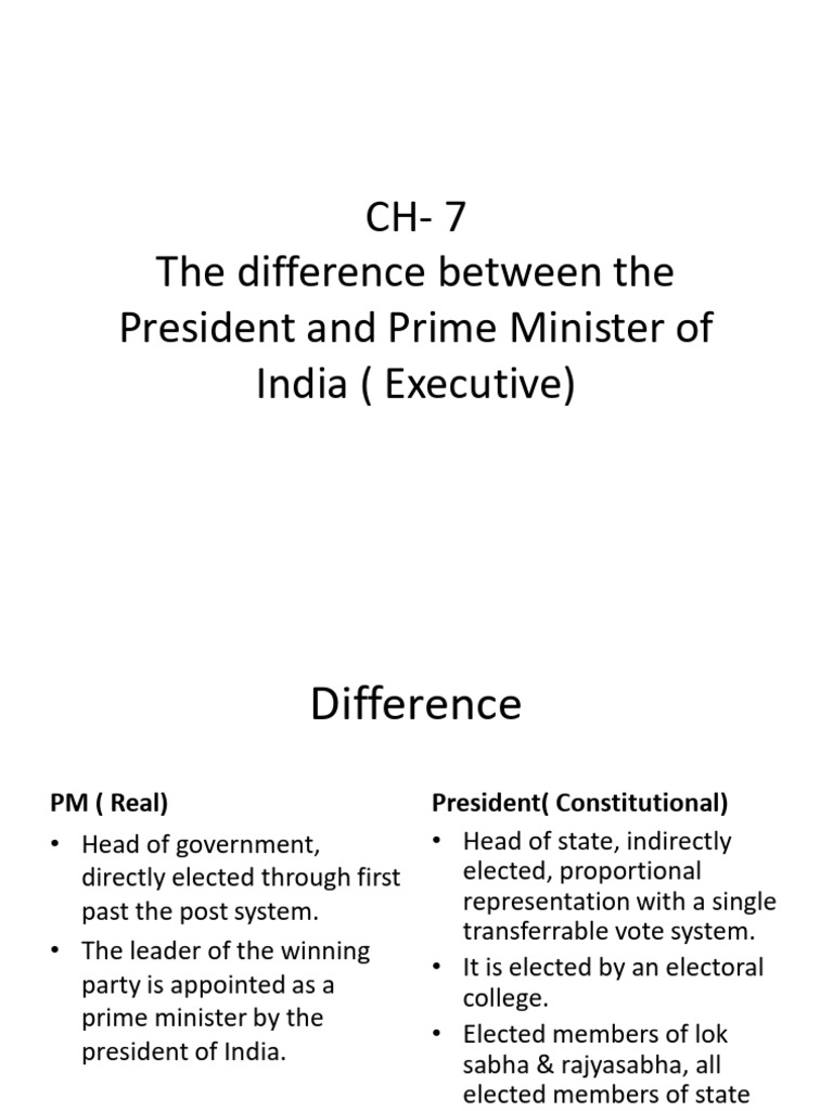 India’s PM vs President: Key Differences | PDF | Kama | Government