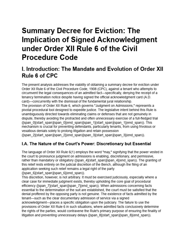Eviction Summary Decree Under CPC Rule 6 | PDF | Leasehold Estate | Lawsuit