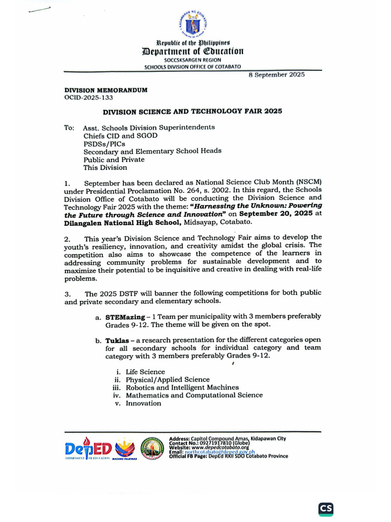 Science Memo | PDF