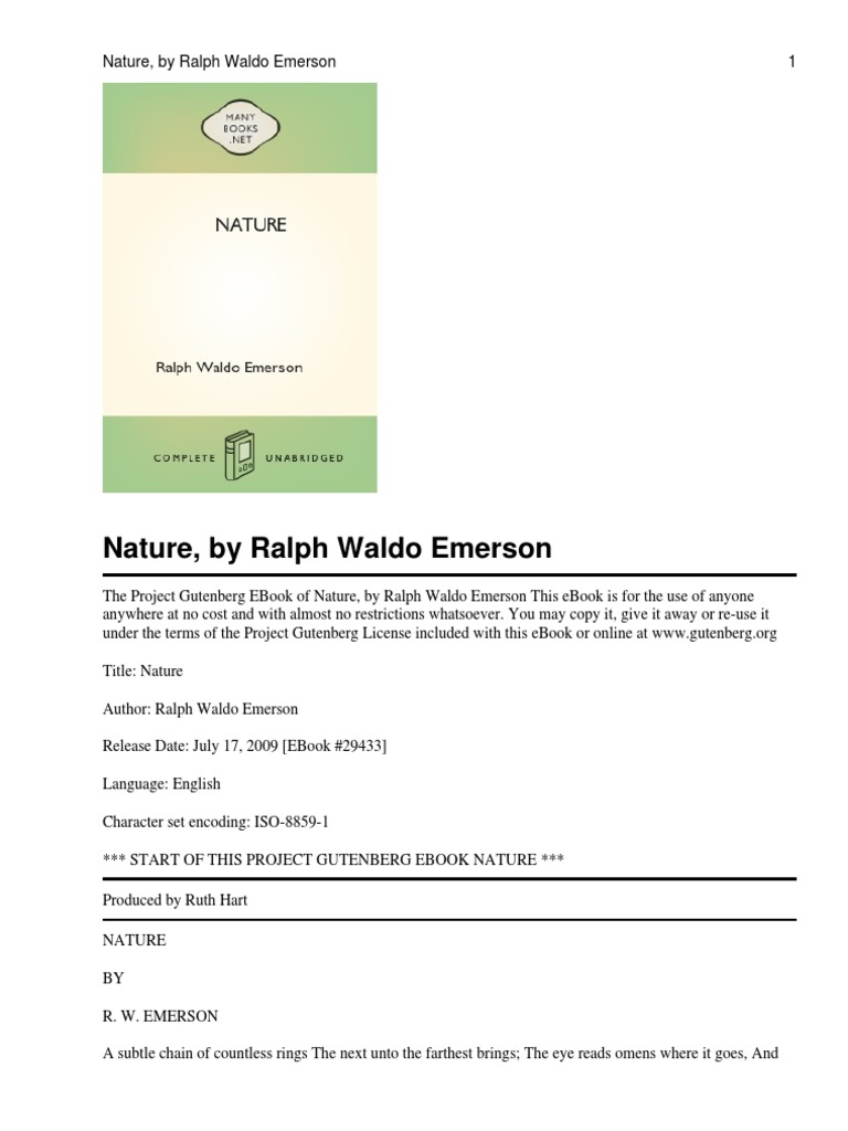 Nature-Ralph Waldo Emerson | PDF | Truth | Reason