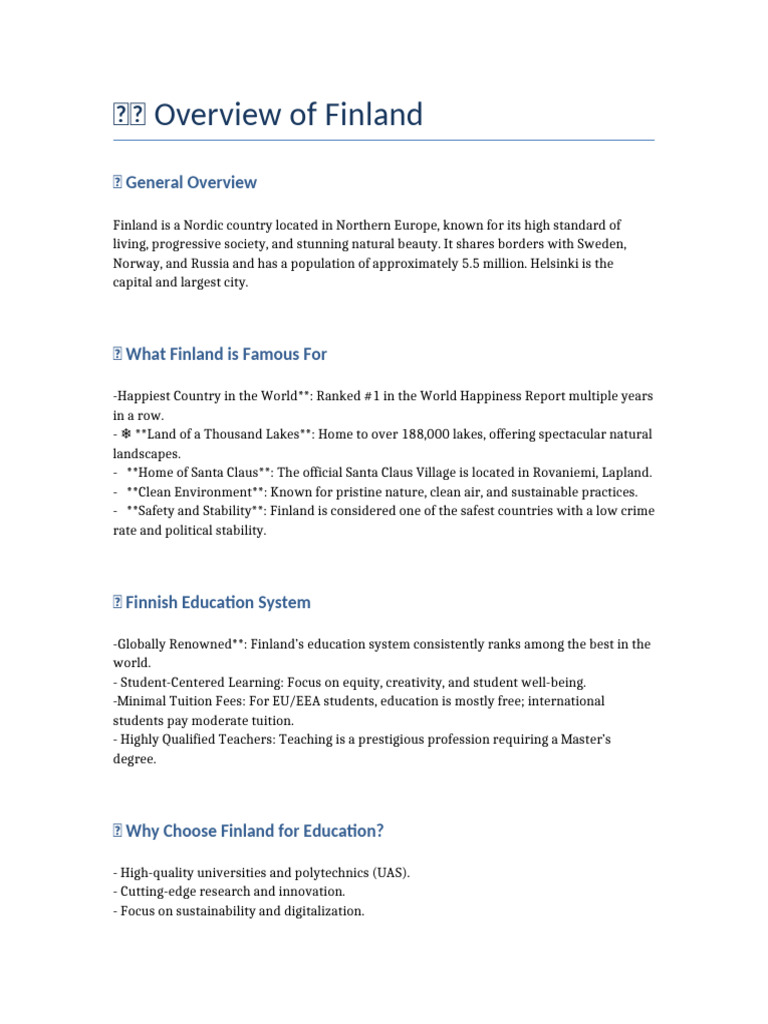 Finland Overview | PDF