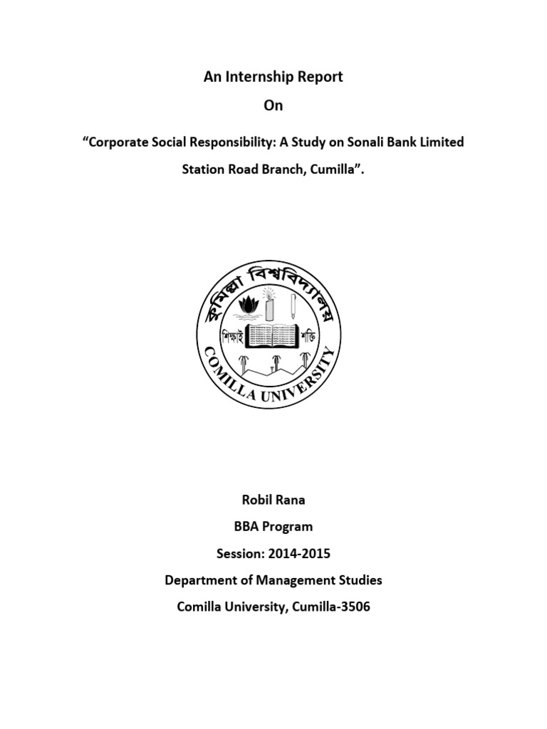 CSR Study at Sonali Bank Cumilla | PDF