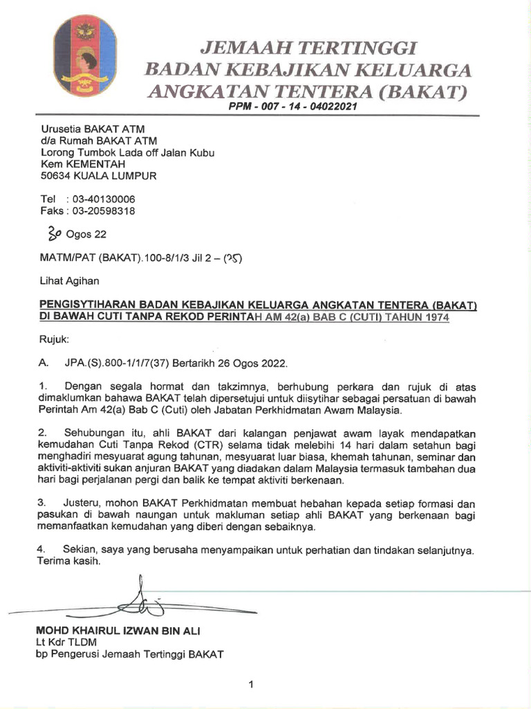 Perintah Am 42 (a) Bab c Bakat | PDF