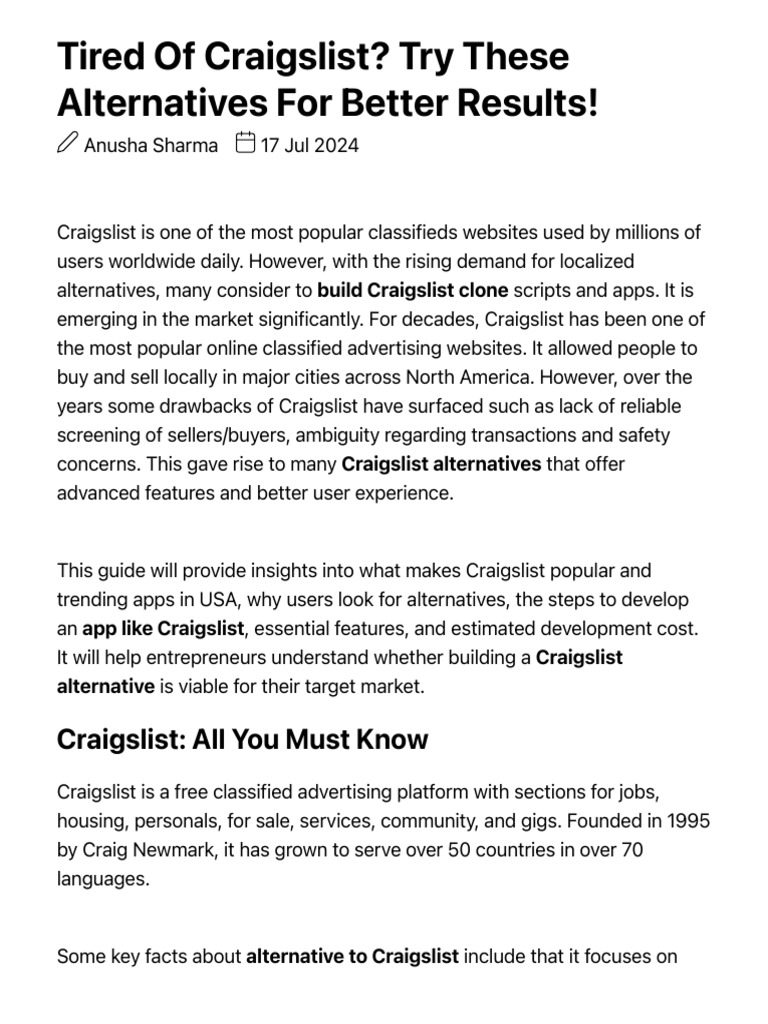 Top Craigslist Alternatives To Try in 2026 For Best Results! | PDF ...