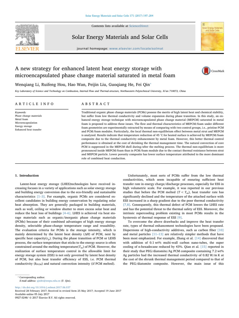 A New Strategy For Enhanced Latent Heat Energy Storage 2017 Solar ...