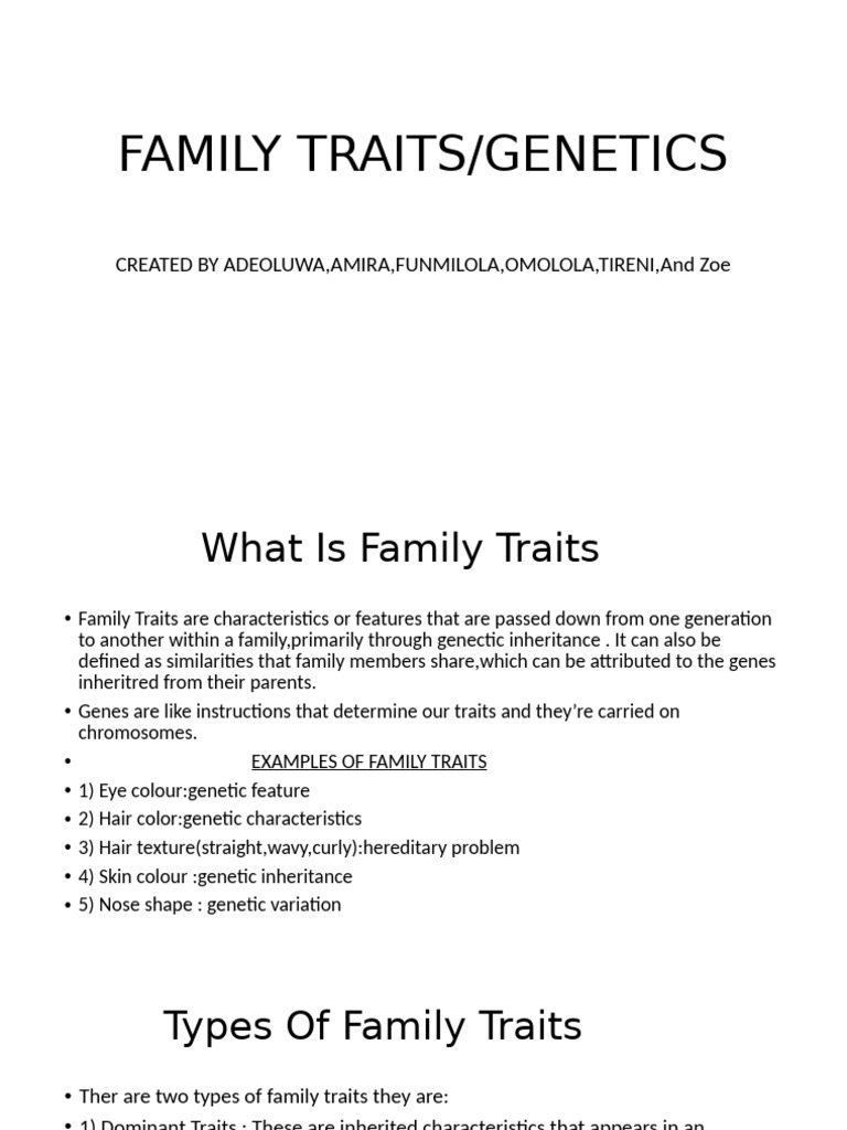 Understanding Family Traits and Genetics | PDF | Dominance (Genetics ...