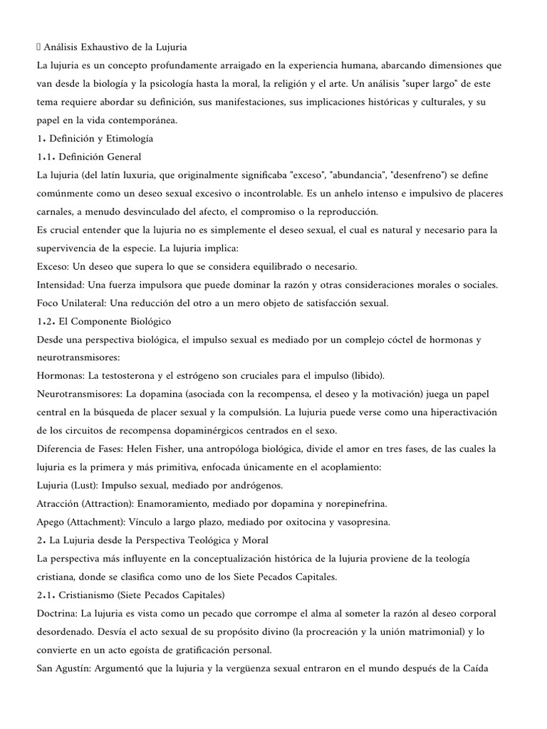 Análisis de la Lujuria: Definición y Contexto | PDF | Lujuria | Amor