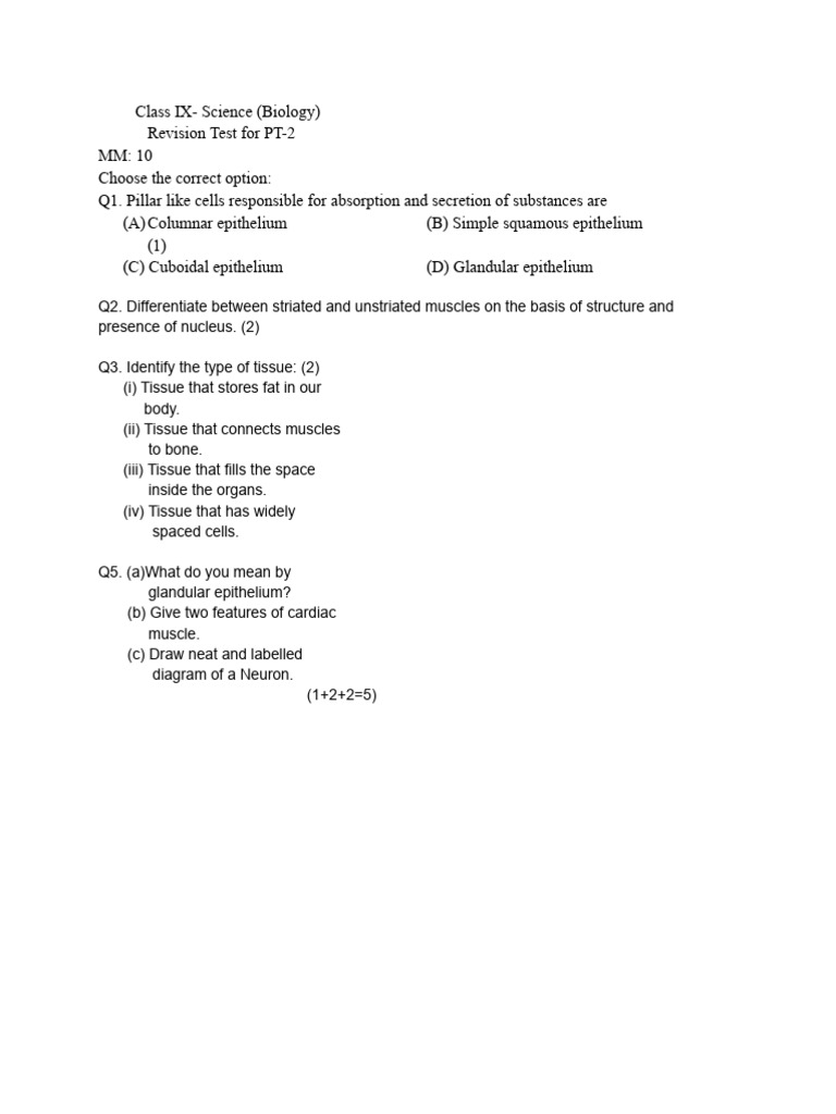 Class IX - Science (Biology) | PDF