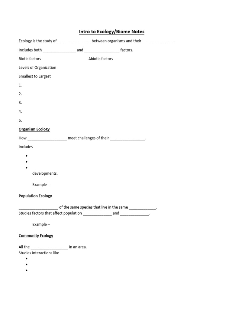 Intro To Ecology Notes | PDF