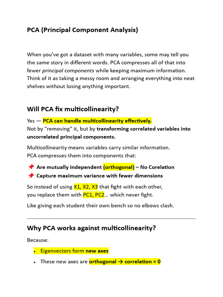 PCA ( Principle Components Analysis ) | PDF | Principal Component Analysis | Eigenvalues And ...