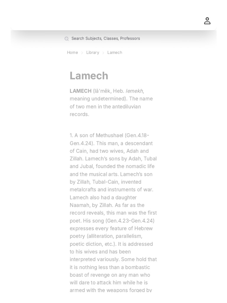 Lamech: Biblical Lineages and Legacy | PDF | Book Of Genesis | Noah