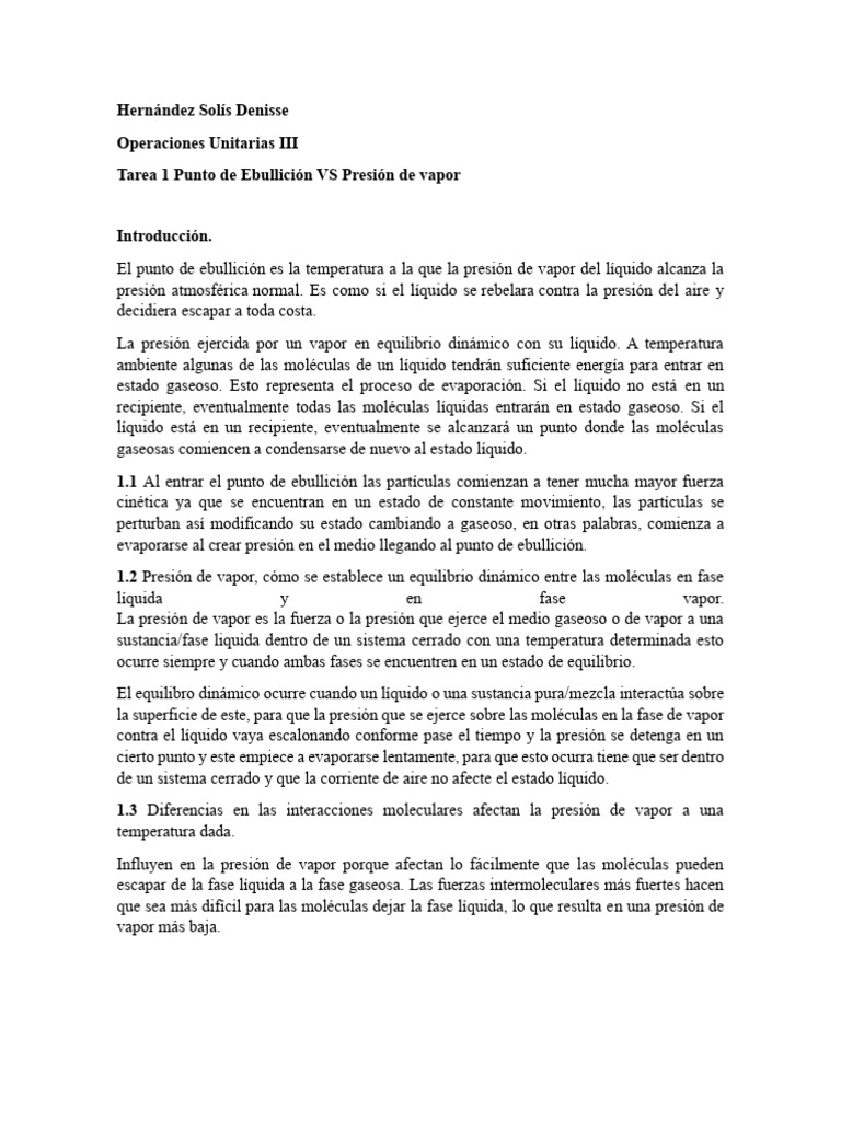 Ebullición y Presión de Vapor Explicadas | PDF | Vapor | Líquidos