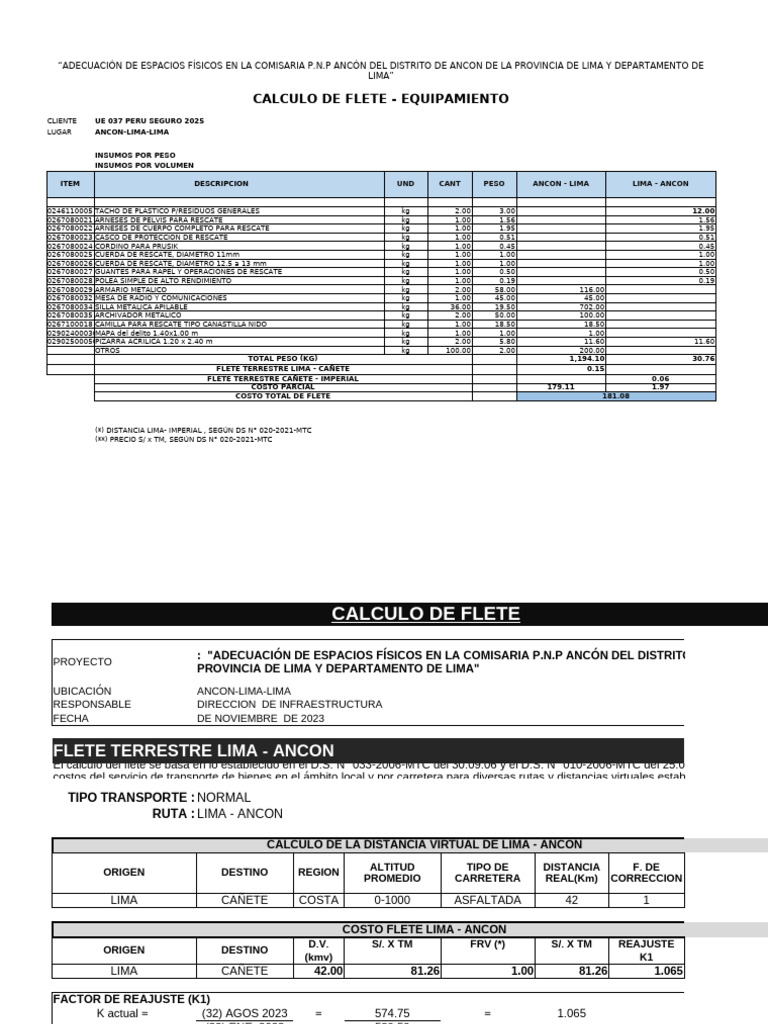 Flete Equipamiento | PDF | Transporte