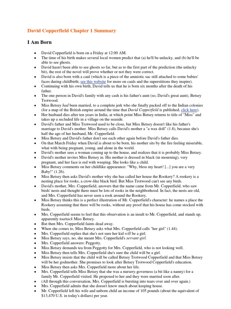 David Copperfield Chapter 1 Summary | PDF | David Copperfield
