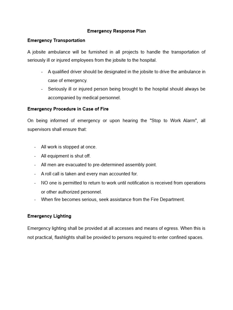 Emergency Response Plan | PDF | Emergency Evacuation | Emergency