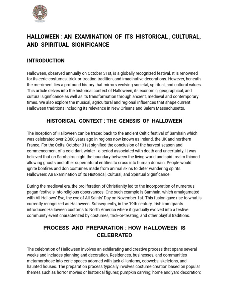 Halloween's Historical and Cultural Significance | PDF | Halloween ...