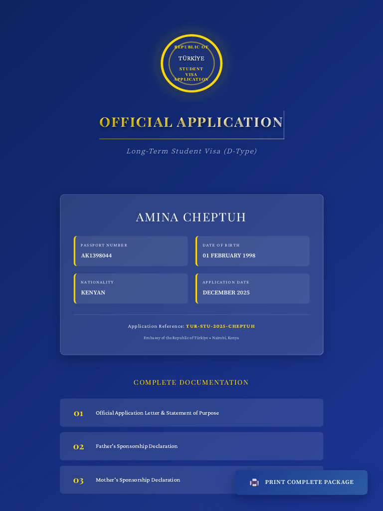Official Visa Application Package | PDF | Kenya | Expense