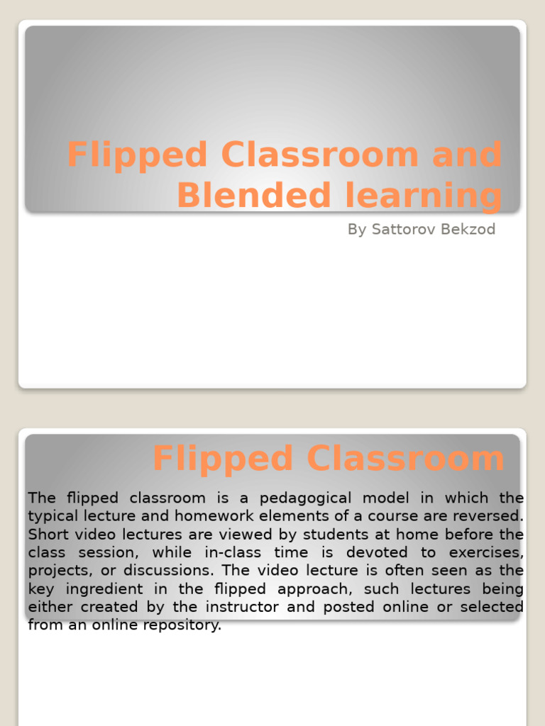Flipped Classroom and Blended Learning: by Sattorov Bekzod | PDF ...
