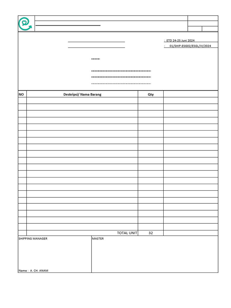Ship Cargo Receipt for ESCOOP Green Line | PDF