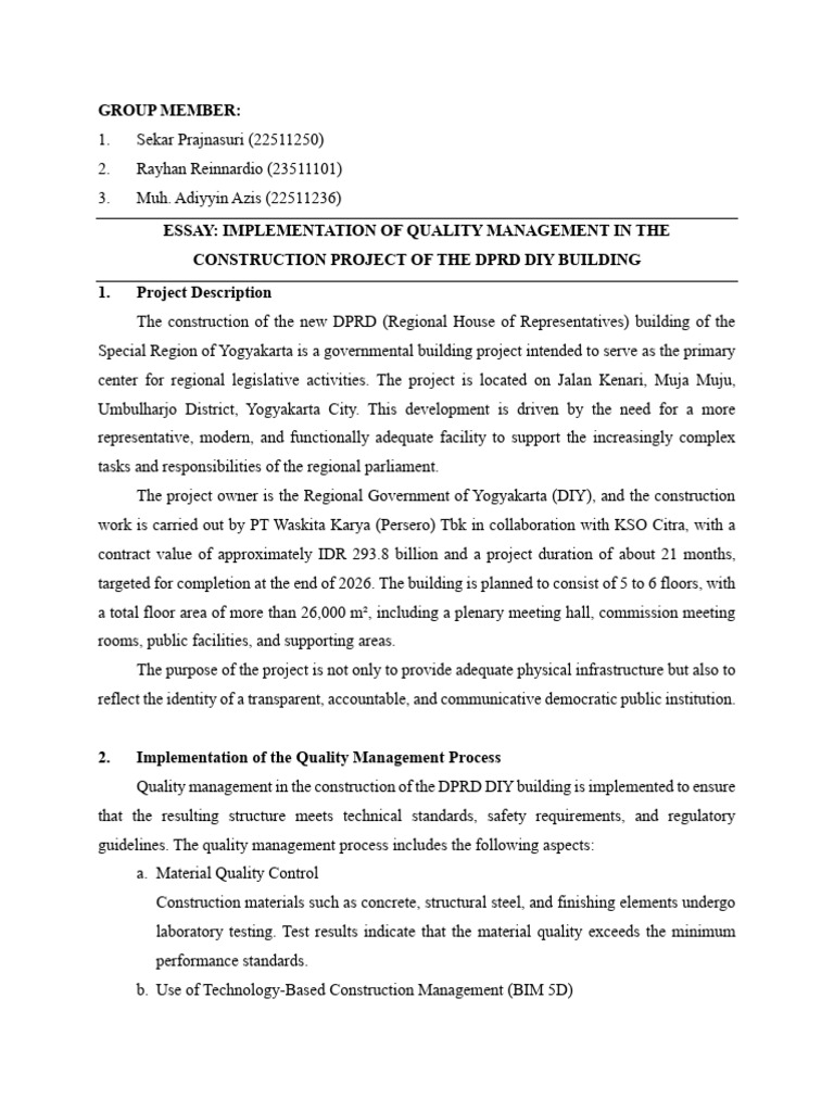 Essay Group 2 | PDF | Building Information Modeling | Quality Assurance