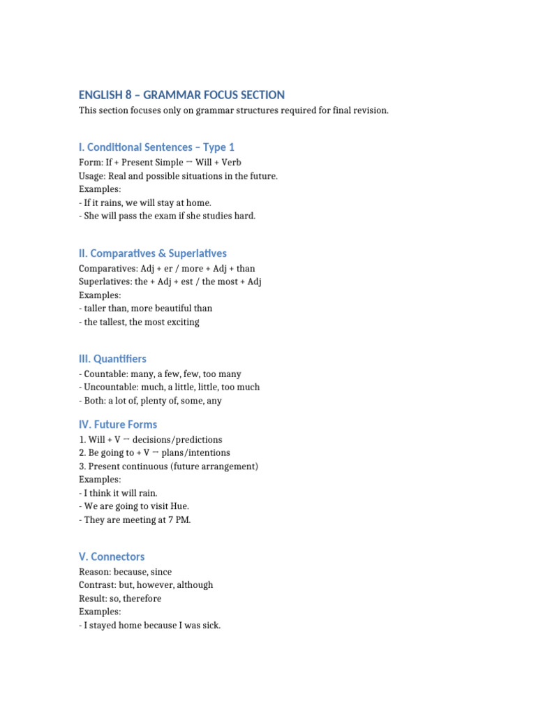 Grammar Focus Section | PDF