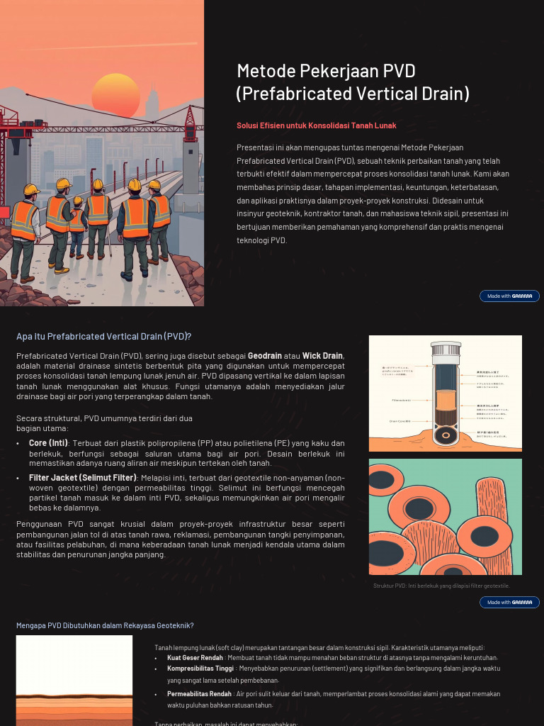 Metode PVD untuk Konsolidasi Tanah Lunak | PDF