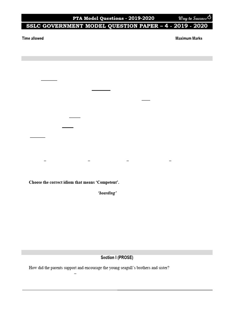 10th Grade English Model Questions 2019-2020 | PDF | Blood | Blood Cell