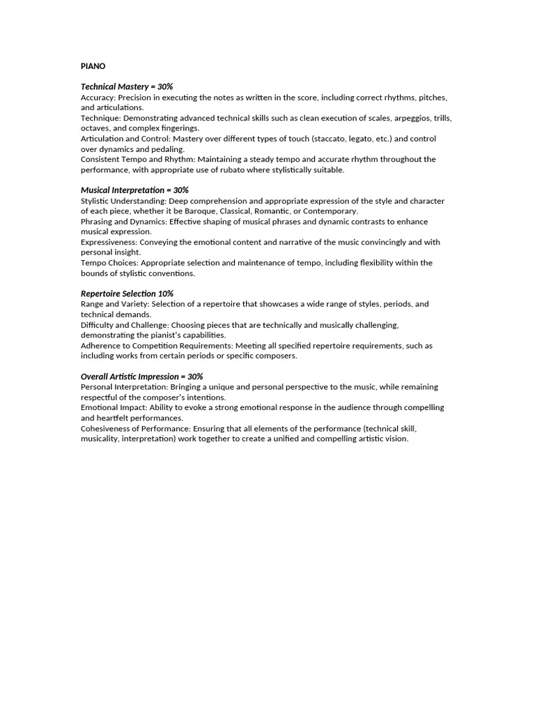 2024 Competition Criteria New Draft | PDF | Vocal Pedagogy | Tempo