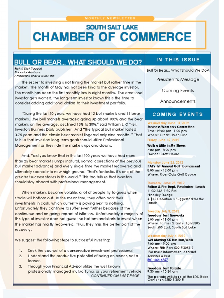 SSL Chamber Newsletter - June | PDF | Market Trend | Salt Lake City