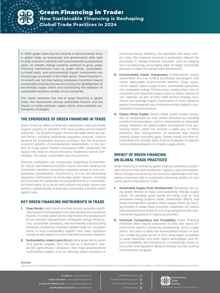 Green Financing in Trade How Sustainable Financing is Reshaping Global ...