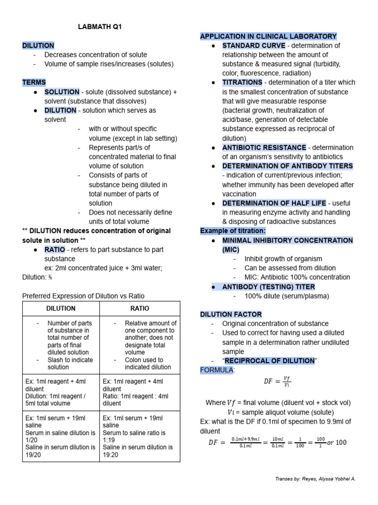 Understanding Dilution in Laboratories | PDF | Concentration
