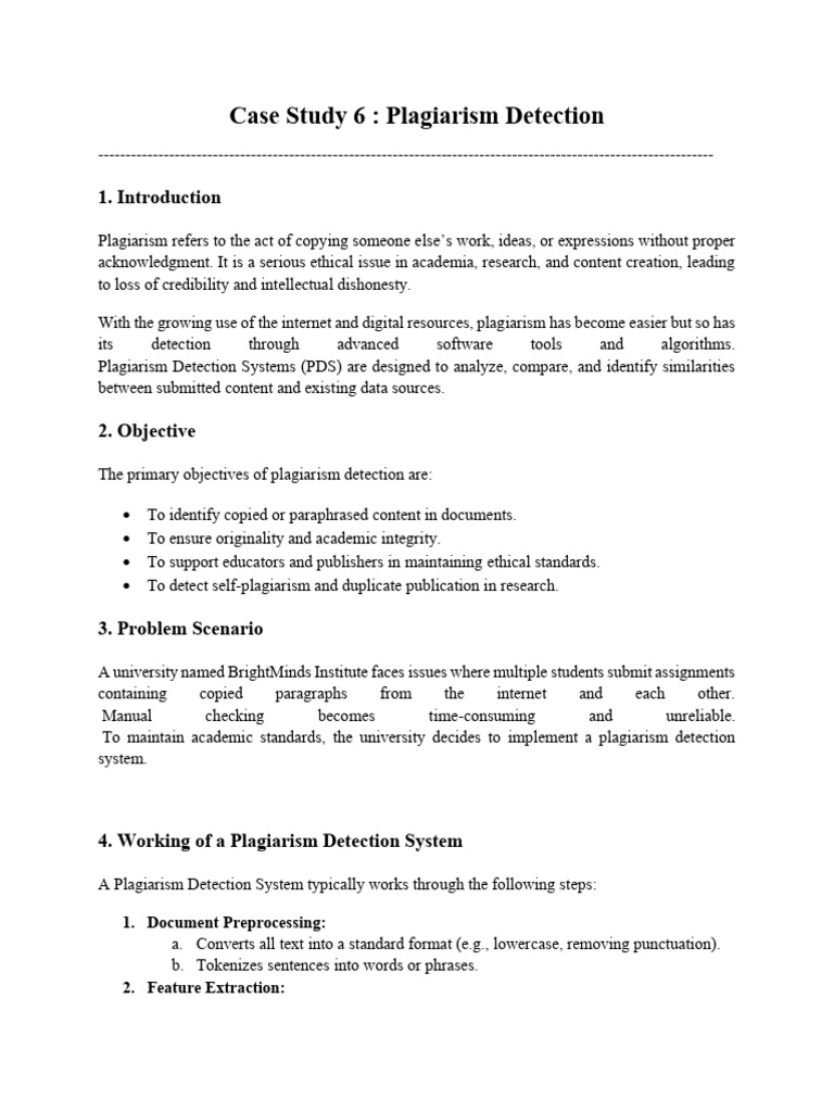 Plagiarism Detection Case Study Overview | PDF | Plagiarism | Computing